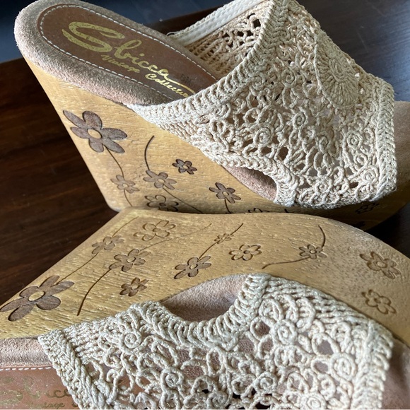 Sbicca | Shoes | Sbicca Vintage Collection Crocheted Wedge Sandal ...